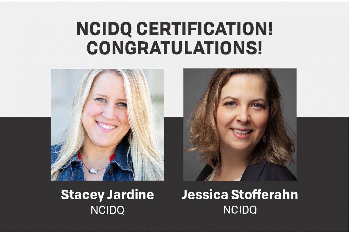 Stacey Jardine and Jessica Stofferahn NCIDQ Certification - FFKR Architects